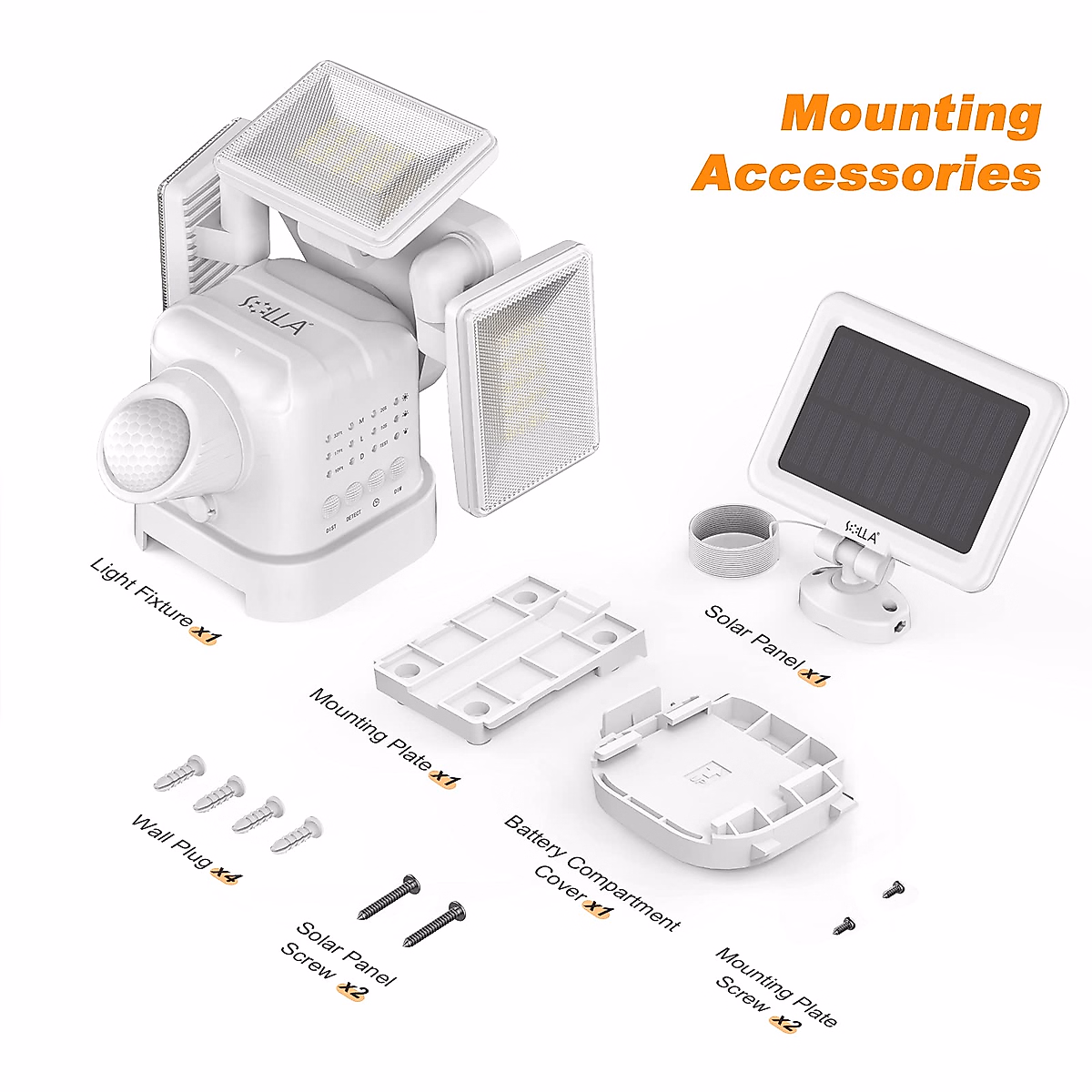 Solar Motion Lights Outdoor Dimmable 2000LM Led Flood Security Light with Motion Sensor and Adjustable Solar Panel, 5000K, IP65 Waterproof Security Light for Garden,Backyard, Pathway, Garage