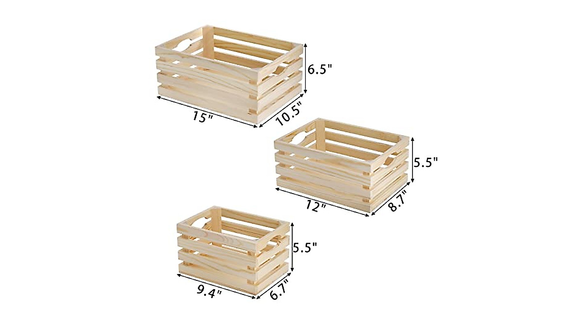 ZENFUN Wooden Nesting Crates Set - Rustic Farmhouse Storage Solution