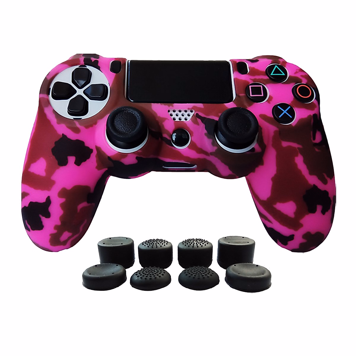 Hikfly Silicone Gel Controller Cover Skin Protector Compatible for PS4/PS4 Slim/PS4 Pro Controller (1 x Controller Cover with 8 x FPS Pro Thumb Grip Caps)(Peach)