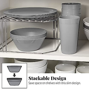 US Acrylic Newport Plastic Plate, Bowl and Tumbler Dinnerware Set for 4 in Grey Stone | 12-Piece Drinking and Dining Set | Reusable, BPA-free, Made in the USA, Top-rack Dishwasher Safe