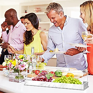 Rectangle Cake Tray with Lids, Clear Pastry Display Case, Dessert Holder Tray, Cake Stand, Cookie Display, Marble Pattern Plastic Cake Platter with Lucite Cover, Pastry Base