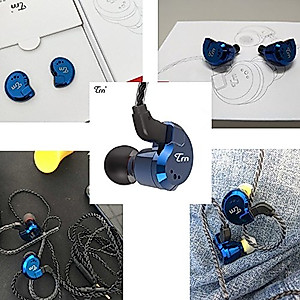 Kinboofi TRN V80 Balance in Ear Headphone, 2BA and 2DD Hi-Fidelity Stage Monitor Earphone Metal Studio Audio Headset with Detachable 2Pin Cable Netural Sound Musician Earbuds(Blue No Mic)
