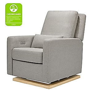 Babyletto Sigi Electronic Power Recliner & Glider with USB Port in Performance Grey Eco-Weave, Water Repellent & Stain Resistant, Greenguard Gold and CertiPUR-US Certified