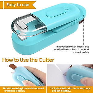 Mini Bag Sealer, Handheld Heat Vacuum Sealer, 2 in 1 Heat Sealer with Cutter and Lanyard for Chips Plastic Bags Food Storage and Snacks Keep Fresh Portable Re-sealer.