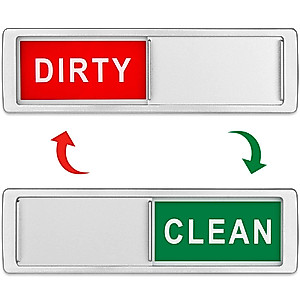 Dishwasher Magnet Clean Dirty Sign Shutter Only Changes When You Push It Non-Scratching Strong Magnet or 3M Adhesive Options Indicator Tells Whether Dishes are Clean or Dirty (Silver)