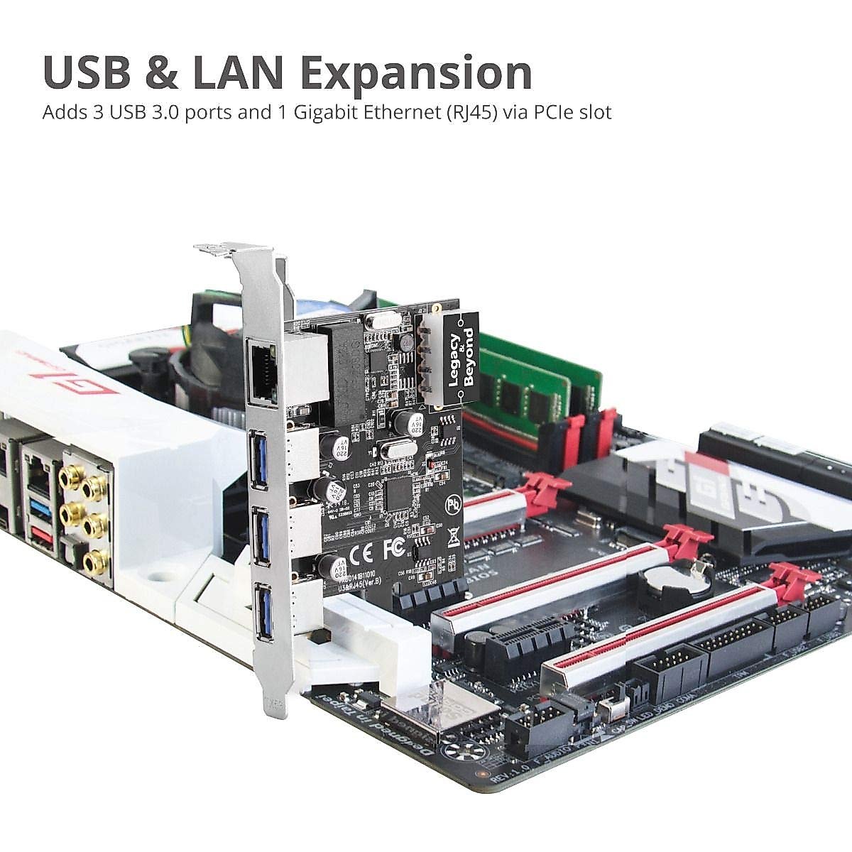 SIIG 3 Port PCI Express USB 3.0 Adapt Card + Gigabit Ethernet LAN - Standard & Low - Profile Windows Server,7,8,8.1,10 PCsPCs (LB-US0614-S1)