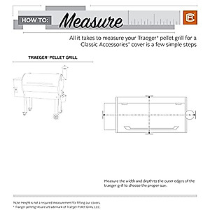 Classic Accessories Veranda Water-Resistant 41 Inch Traeger Pellet BBQ Grill with Exhaust Arm Cover