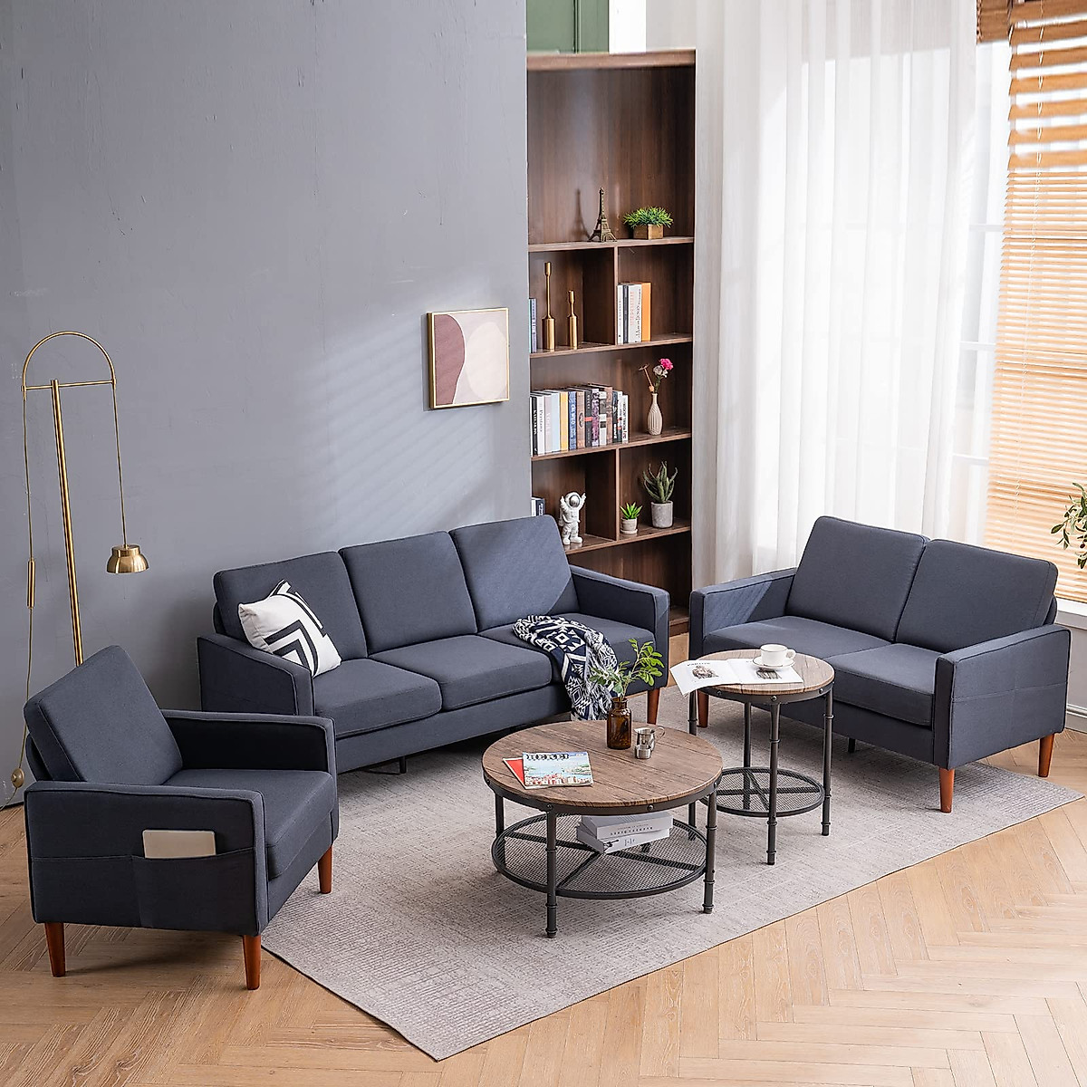 Karl home Loveseat 53.5" Modern Sofa Couch Upholstered Love Seat Furniture 2-Seat Small Sofa for Living Room, Bedroom, Apartment, Studio, Office, Dark Gray