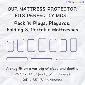 Pack N Play Mattress Protector Pad - Waterproof & Noiseless, Ultra-Soft Breathable Mattress Cover for Pack and Plays, Playards and Mini Cribs, Highly Absorbent Fitted and Dryer Safe