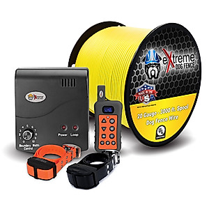 Electric Dog Fence + Remote Trainer - 2 Dog / 1000' of 20 Gauge Underground Dog Fence Wire (Up to 1 Acre) - Dual Solution to Contain and Train Your Dog(s) with a Single Collar…