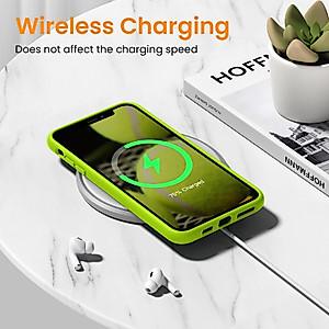 OuXul iPhone XR Case, Full Covered Shockproof Phone Case Flexible Liquid Silicone Gel Rubber Cover, Slim Fit Protective 6.1 inch with Soft Anti-Scratch Microfiber Lining(Fluorescent Yellow)