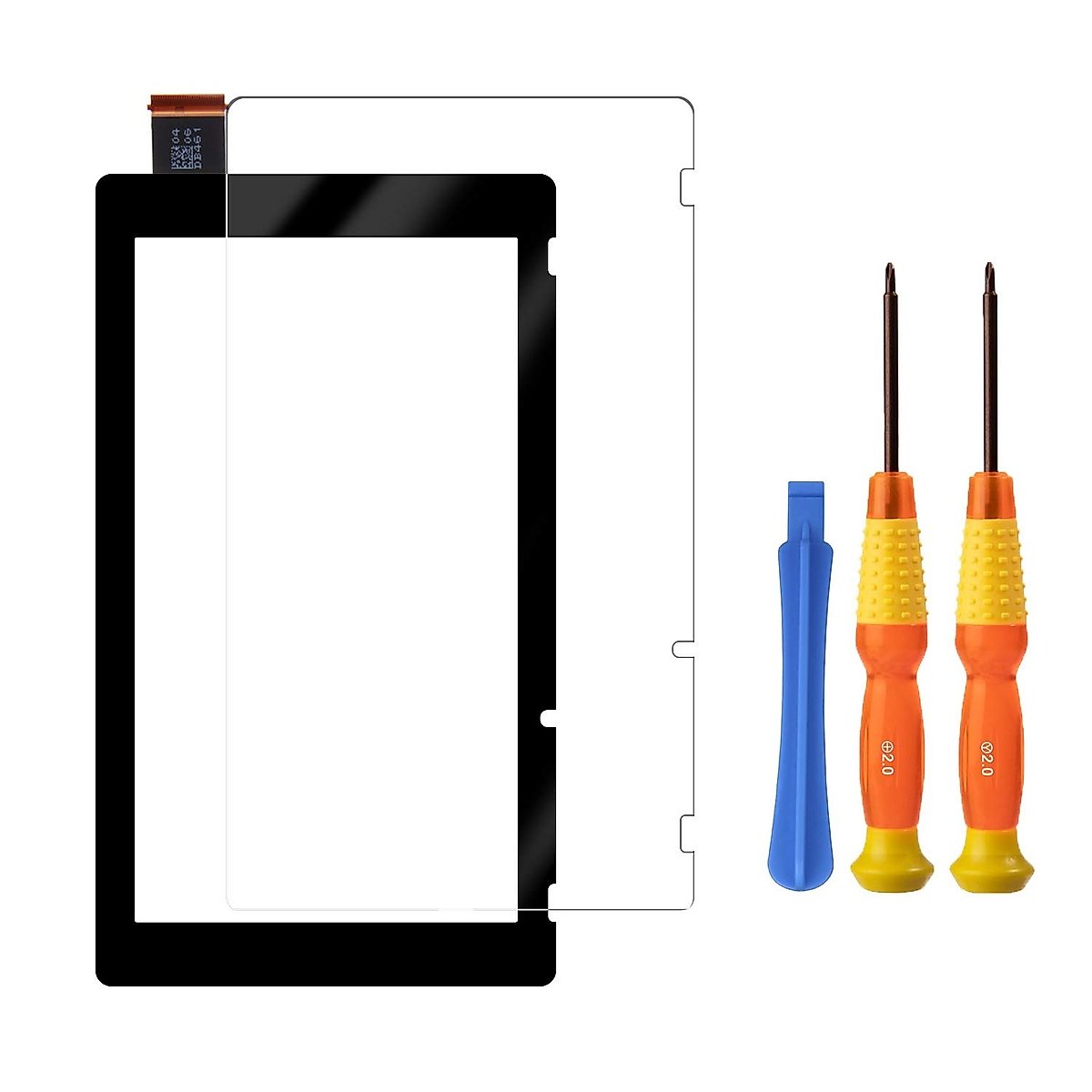 New Version Touch Screen Digitizer Glass Panel Replacement Parts for NS Switch with Tempered Glass Screen Protector and Installation Tool（LCD is not included）(Remove 2 Sides Films Before Installation)