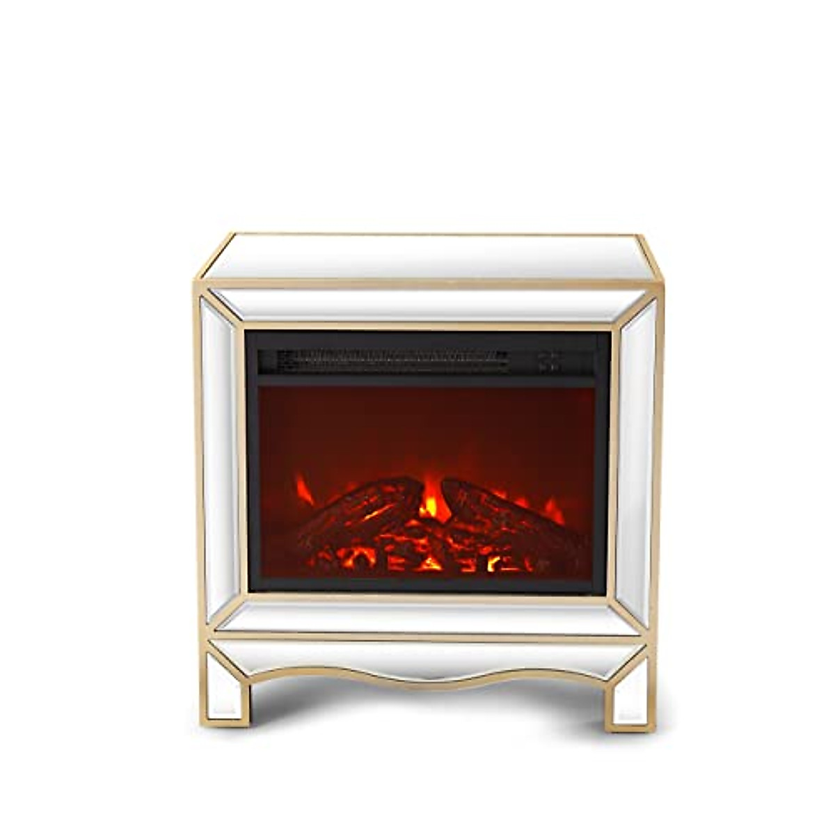 AUWHALEUS Small Silver Mirrored Electric Fireplace 1500W Corner Fireplace Heater for Apartment, Living Room, Bedroom, 23.2" W x 13.4“D x 24.4”H