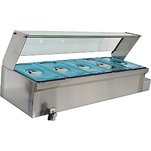 INTBUYING 40Inch 5 Pot Bain-Marie Food Warmer 110V 1500W 6 inch Deep Pan