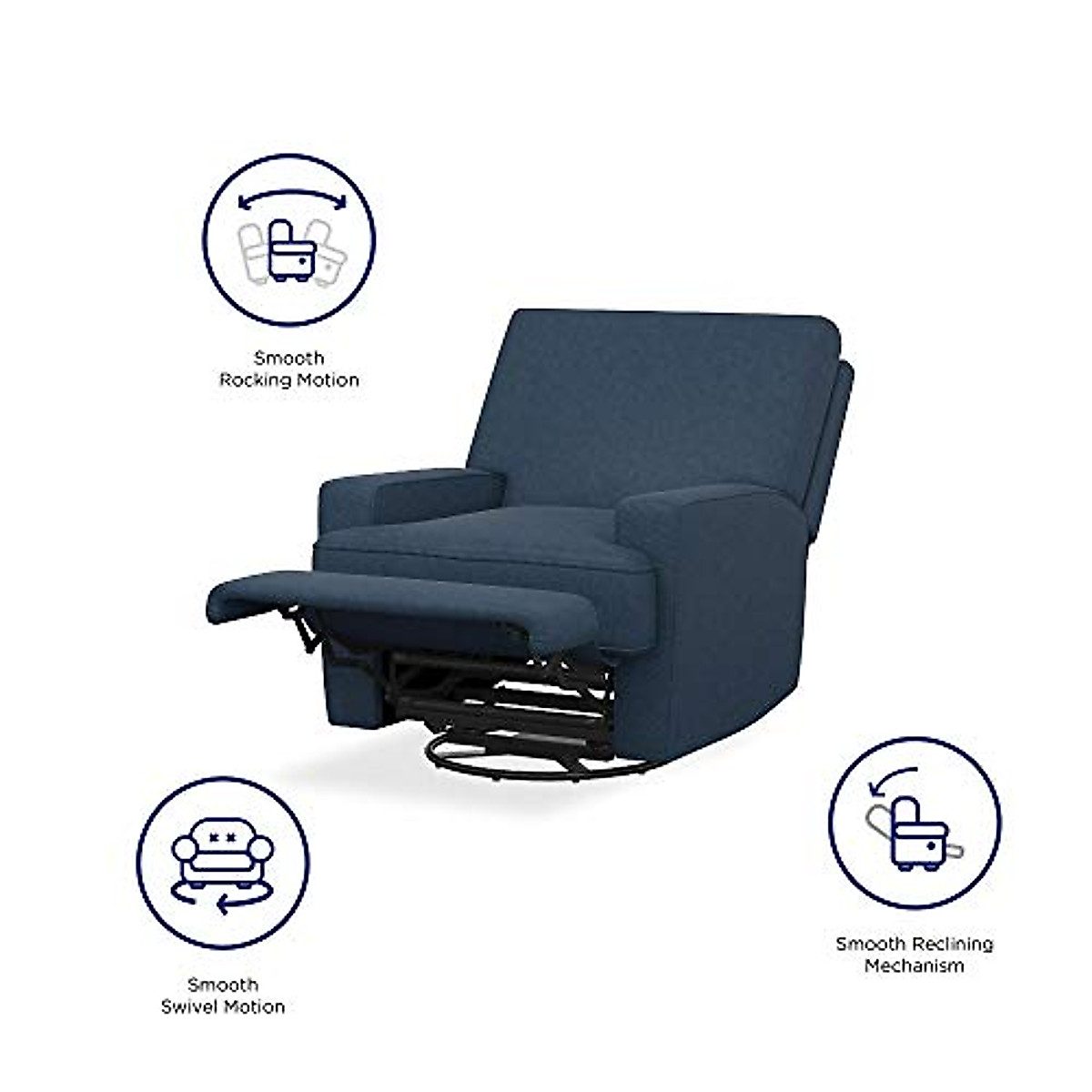 Baby Relax Rylan Swivel Glider Chair, Coil Seating, Dark Blue Recliner