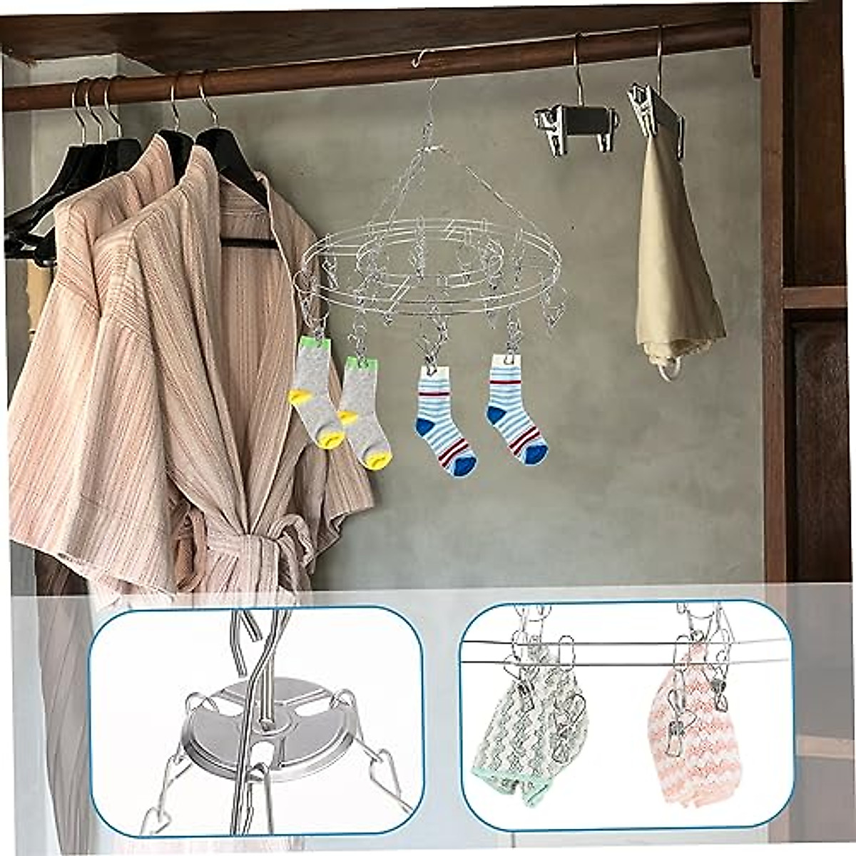 CAXUSD Clothespin Portable Clothes Rack Shirt Hangers Outdoor Clothes Drying Rack Folding Sock Hanger Underwear Hanger Clothes Drying Clip Household Folder Hangers for Pants