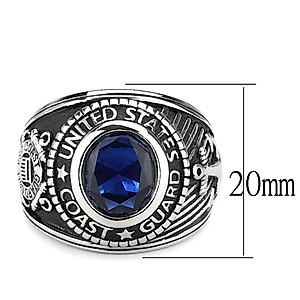 YVO Personalized Coast Guard Ring (Engraved)- Polished Stainless Steel - Size 08