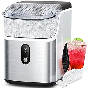 COWSAR Nugget Ice Makers Countertop, Soft Chewable Crushed Ice Maker Machine, Portable Pebble Ice Maker Countertop, 34Lbs/Day, Self-Cleaning, One-Button Operation Ice Machine for Home Kitchen Party