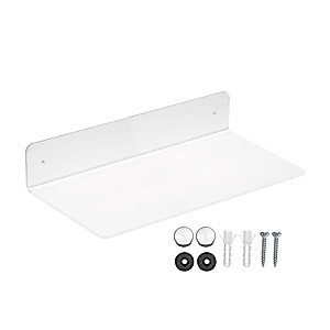 PATIKIL 11.81 x 5.91 Inch Acrylic Floating Shelf, Floating Wall Mounted Shelves for Bathroom Wall Decoration, Transparent