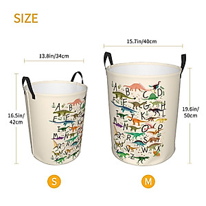 Xioaidjaa Laundry Hamper Dinosaurs Alphabet Laundry Basket Waterproof Personality Fashion Hampers for Laundry Large Collapsible Laundry Basket Storage Basket for Dorm and Home
