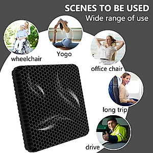 Aiouarc Gel Seat Cushion for Long Sitting, Desk Chair Cushion, Pain Relief Cushion, Office Chair Cushion, Cushion Tailbone Pain, Wheelchair Cushion, Car Seat Cushion, Chair Cushion