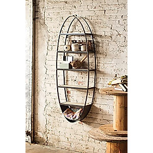 Kalalou Metal And Wood Oval Wall Shelf, One Size, Brown