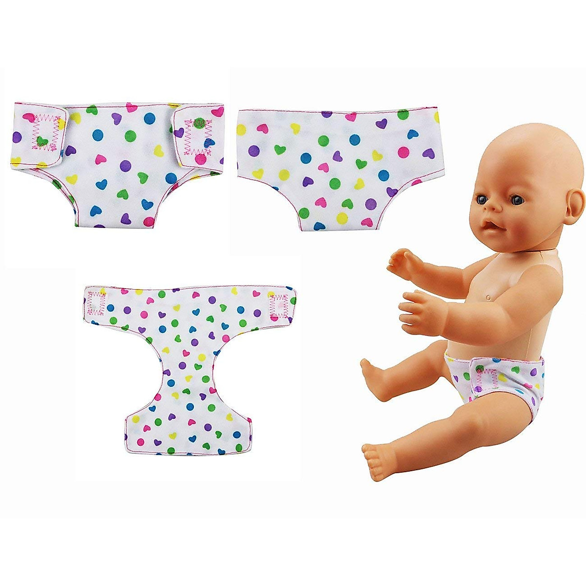 DC-BEAUTIFUL 4 Pack Baby Diapers Doll Underwear for 14-18 Inch Baby Dolls, Suitable for Infant Dolls Baby Girls
