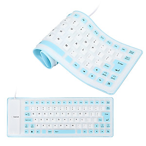 Silicone Keyboard, Foldable Flexible Keyboard USB Wired Gaming Keyboard, 85 Keys, Fully Sealed Design, Roll-up Silent Soft Keyboard, Waterproof, Dustproof for PC Notebook Laptop(Blue)