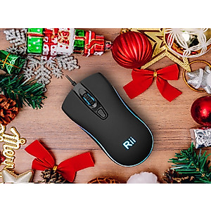 Rii RM105 Wired Mouse,Computer Mouse with Colorful RGB Backlight,Comfortable Grip Ergonomic Optical,USB Wired Mice Support Windows PC, Laptop,Desktop,Notebook,Chromebook