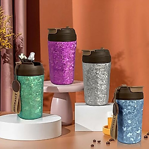 LILEEE Titanium Travel Tumbler Mug with Straw - 12oz Leakproof Insulated Coffee Cup for Hot & Cold Drinks, BPA Free, Durable & Lightweight, Great for Outdoor & Gift Use (Ice Green)