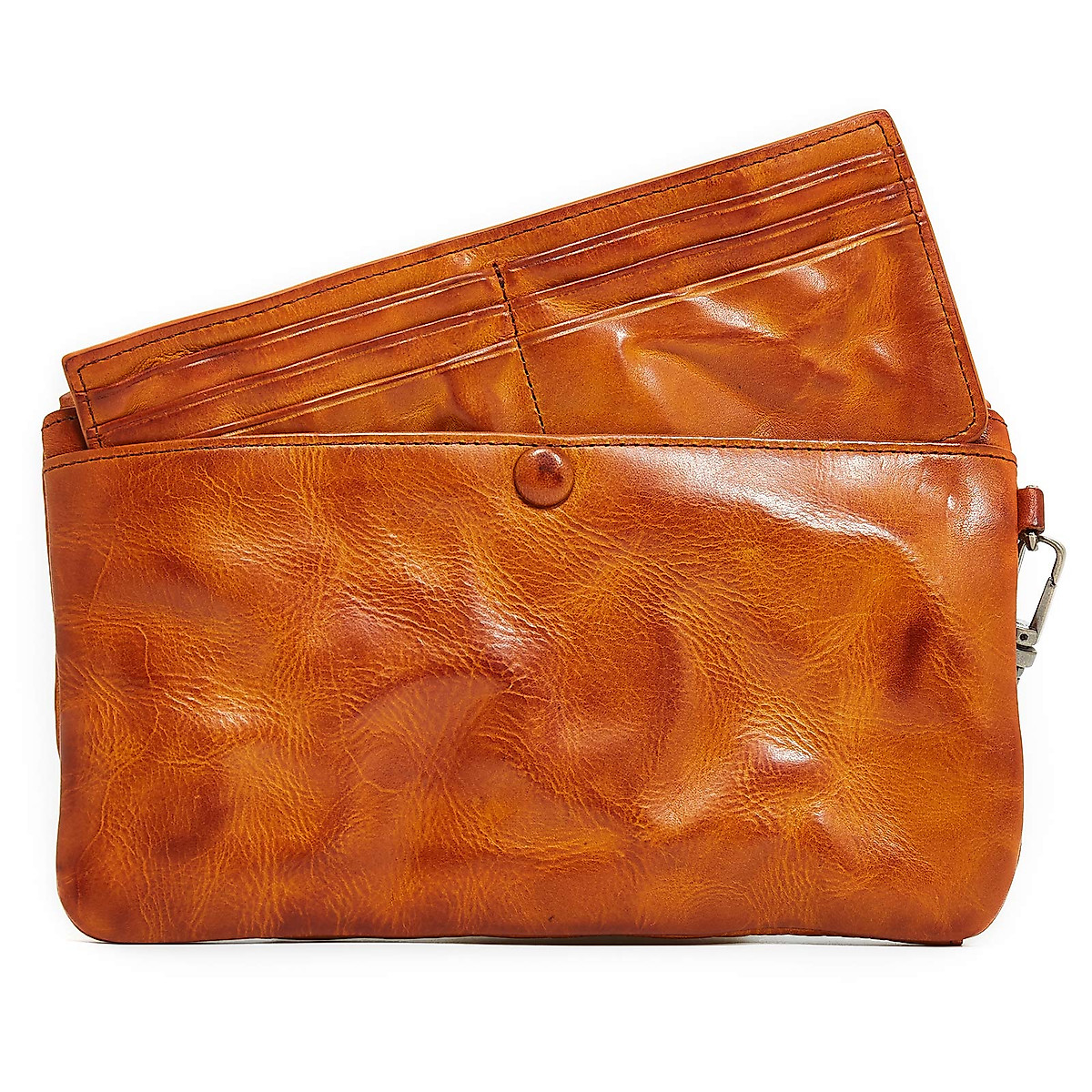 Ancicraft Womens Wallet Wristlet Leather Zippered Clutch Bag Phone Pouch with Snap Credit Card Holder Black Gift