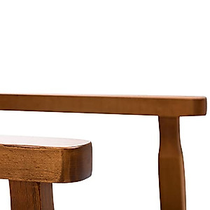 NOB Mid-Century Dining Side Chair with Faux Leather Seat in Beige, handrail Chair