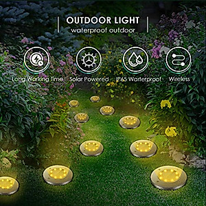 Solar Ground Lights, 8 Led Solar Garden Lights Outdoor，Disk Lights Waterproof In-Ground Outdoor Landscape Lighting for Lawn Patio Pathway Yard Deck Walkway Flood Light