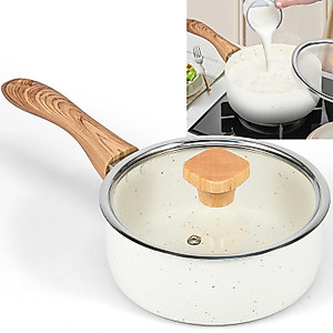 1QT Small Sauce Pan Pot with Tempered Glass Lid, Non-Stick Saucepan,Portable Milk Saucepan Sauce Cooking Pan Even Heat Conduction Cooking Sauce Pot for Induction Cooking(1 QT)