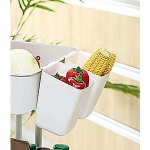 5 Piece Hanging Cup Holder,Trolley Storage Basket,Trolley Accessories,4.75x4"Hanging Pen Holder,Hanging Bucket,Plant Container,Storage Bucket,Makeup Pencil Holder White