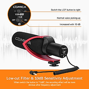comica CVM-V30PRO Shotgun Microphone Professional Super Cardioid Video Recording Microphone with Wind Muff, Camera Microphone for Canon Nikon Sony DSLR Cameras,Camcorders,iPhone Smartphones