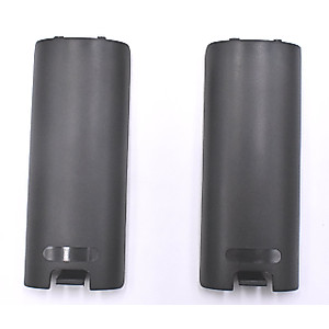 Art&Beauty 2 Pack of Replacement Battery Back Door Cover Shell for Nintendo Wii Remote Controller (Black)