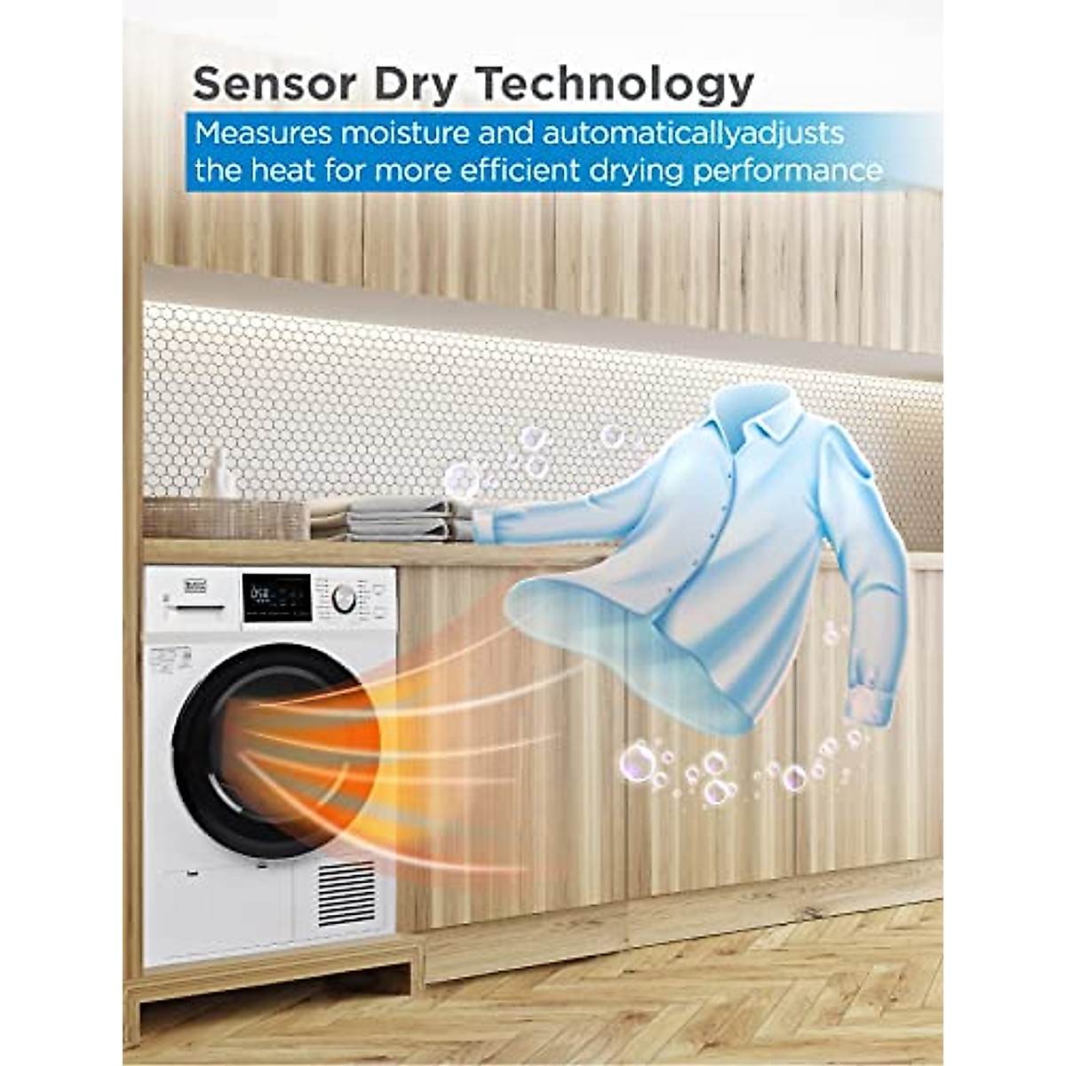 BLACK+DECKER BDFH44M Heat Pump, 4.4 Cu. Ft. Electric Clothes Ventless Dryer, White