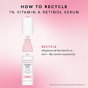 Farmacy Retinol Serum for Face - 1% Vitamin A Anti Aging Serum - Resurfacing Wrinkle Serum Formulated with Encapsulated Retinol + Ceramide NP to Prevent Moisture Loss + Replenish Skin Barrier (30ml)