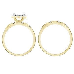 Eternal Bliss 1/10 cttw Round Natural Diamond Marquise Shape Engagement Wedding Bridal Ring Set In Solid 10K Yellow Gold (9)