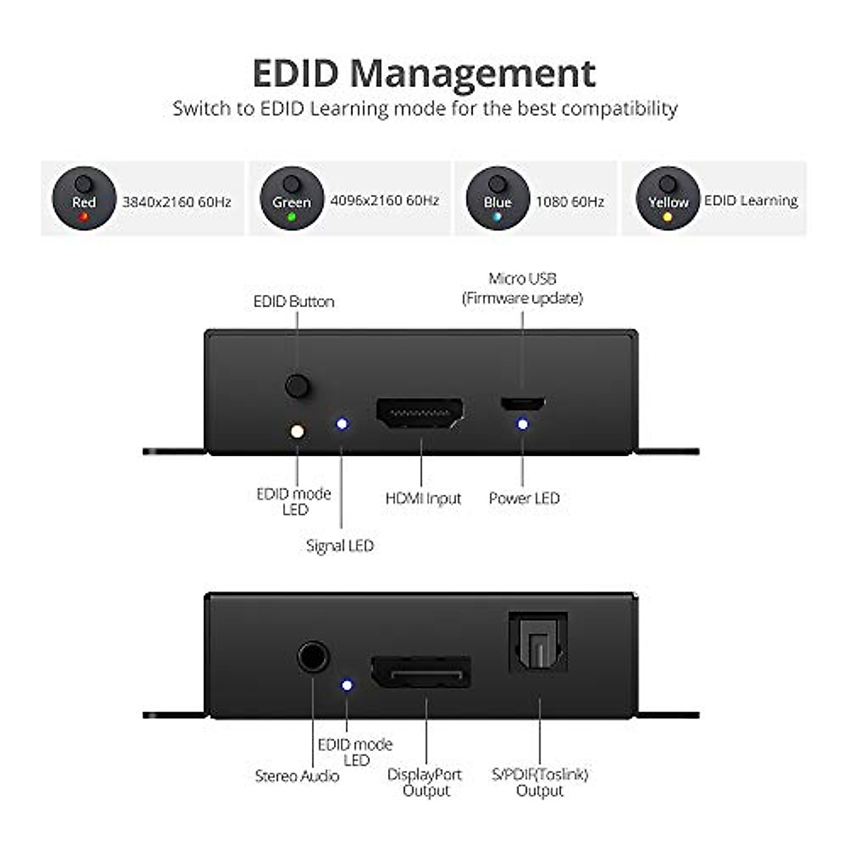 SIIG HDMI to DisplayPort Converter Adapter, One-Way HDMI 2.0 Source to DP 1.2 Display,4K60 & 1080p144Hz,HDCP 2.2,EDID,Audio Extract to Toslink/3.5mm,TAA Compliant,ESD Protection CE-H26A11-S1