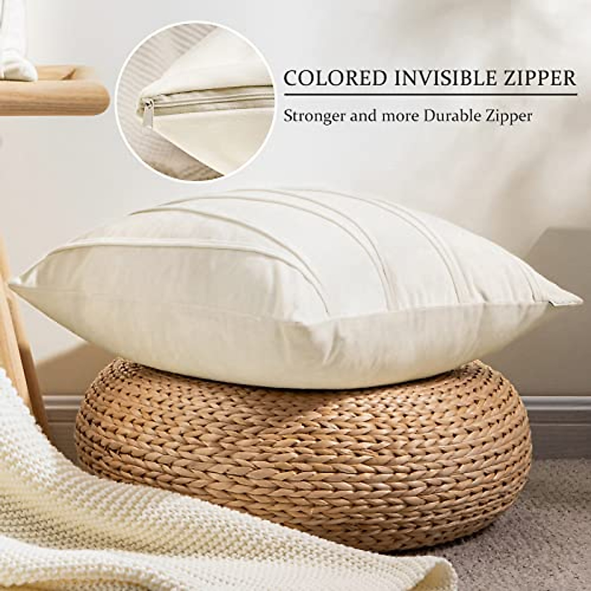 Top Finel Decorative Throw Pillow Covers 18 X 18 Inch,Soft Solid Velvet Pillow Covers Cushion Case for Sofa Bedroom 45 X 45 Cm (Pack of 2) Cream White