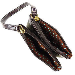 CHALA GEMINI Crossbody Faux Leather Gift Messenger Bag with Double Zip Wallet (Dark Grey Handbag Only + Wallet Set)