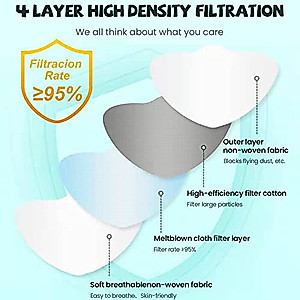 Kids KF94_Mask 50PCS, 4 Layers Protective_Mask Non-woven, Cup Dust_Mask 3D Design Disposable KF94 for Kids Girls Boys (50 PCS, White)