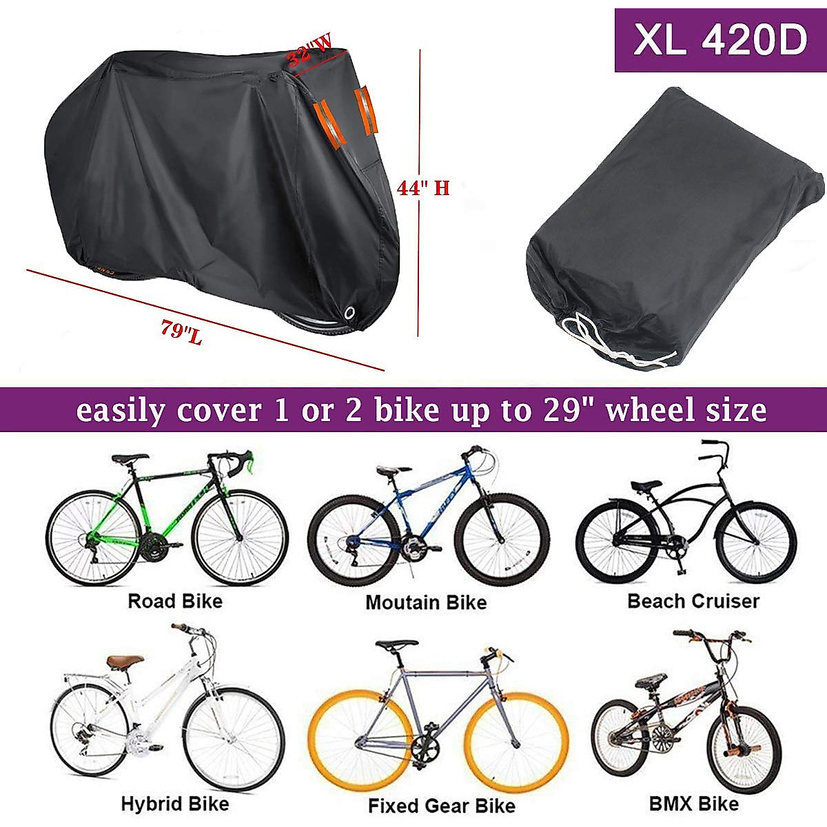 Indeed BUY Bike Cover for 1, 2 or 3 Bikes Waterproof Bicycle Cover Outdoor Bike Storage Covers XL XXL 420D Heavy Duty Rain Sun UV Wind Proof for Mountain Road Electric Bike etc