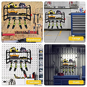 Power Tool Organizer and Storage for Garage Wall Mount Shelving, Pegboard Drill Holder Wall Hangers for Tools Control Accessories Yard Tool for Garage Perfect for Gift 16.5"D* 7.8"W* 9.6"H