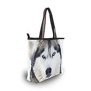 My Daily Women Tote Shoulder Bag Husky Dog Handbag Large