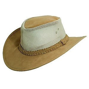 Dorfman Hat Co. Men's Soaker Hat with Mesh Sides (Large/X-Large, Tan)