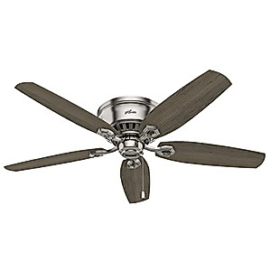 Hunter Fan Company Builder 52-inch Indoor Brushed Nickel Traditional Ceiling Fan With Bright LED Light Kit, Pull Chains, and Reversible WhisperWind Motor Included