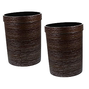 NUOBESTY 2pcs Kitchen Bin Farmhouse Storage Baskets Bedroom Container Buckets Use Imitation Large-Capacity Brown Waste Decor for Trash Wastebasket Color Basket Living Decorative Can Round